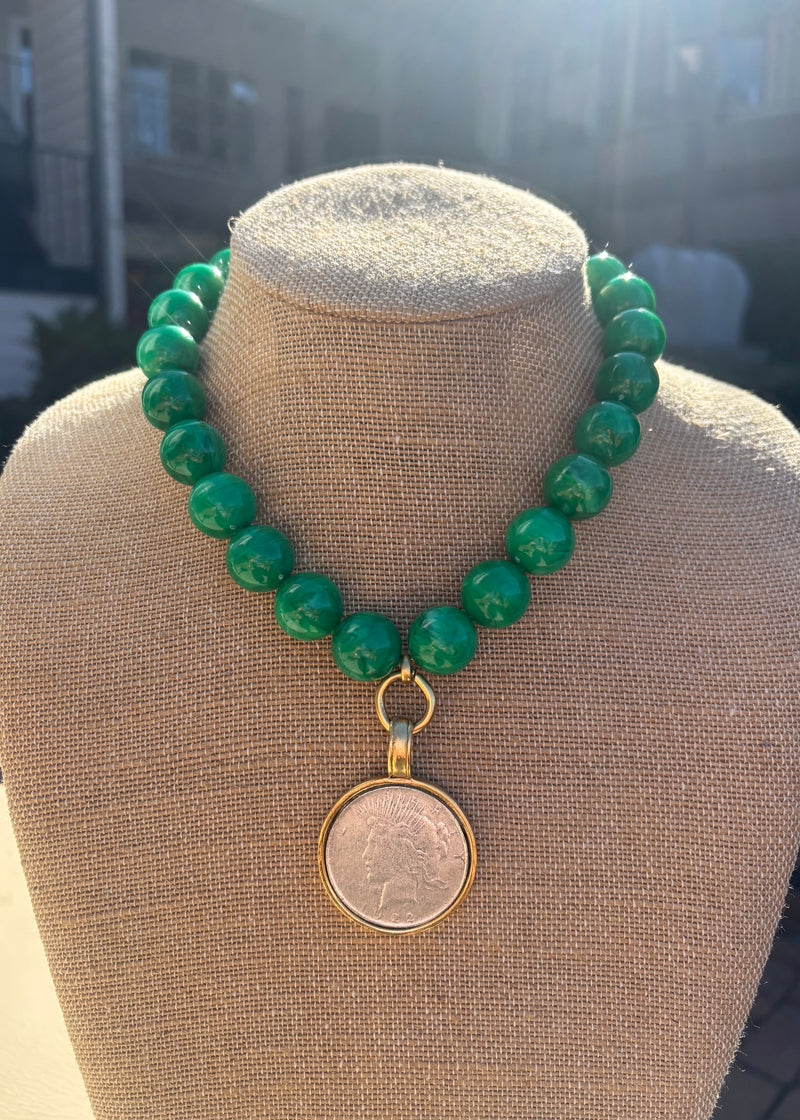 Green Bead Coin Necklace – Ginger Howard Selections